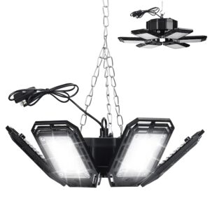 kaslight led garage light, 160w, 6 adjustable led panel heads, 180 coverage, energy saving, black