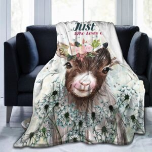 just a girl who loves goats flowers throw blanket flannel plush soft warm blankets 50"x40" for kids adults gift sofa chair bed office