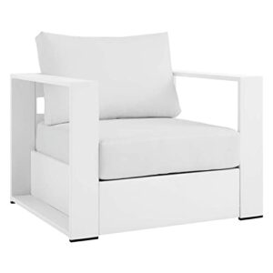 modway tahoe modern fabric/aluminum outdoor armchair in white