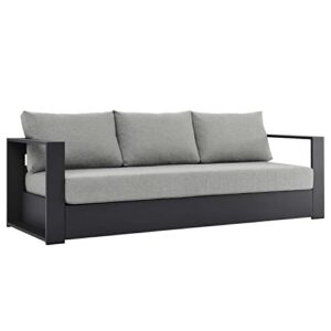 modway tahoe patio aluminum sofa with gray gray finish eei-5676-gry-gry