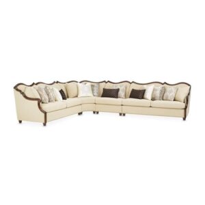 michael amini chamberi sectional sofa - toast/warm cognac