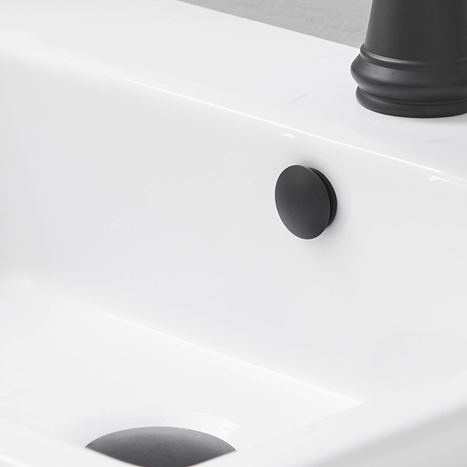 Homevacious Sink Basin Trim Overflow Cover Matte Black Brass Insert in Hole Round Caps