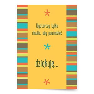 designer greetings polish language thank you cards, “wystarczy tylko chwila, aby powiedzieć dziękuję” multicolor print design (6 cards with envelopes / 6 karty i koperty)