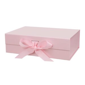 daiuni 10.5"x7.5"x3.1" pink magnetic gift box with lid and ribbon for presents