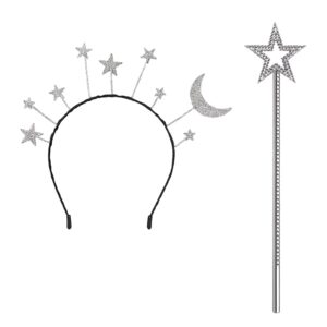 tawecrew glitter star moon headband, star wand,party hair hoop for women girls