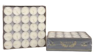 amari 12g tea lights - 100 pack tea light unscented candle - lasts for 3-5 hours (yellow)