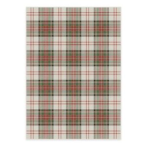 ruggable washable 5x7 area rug, plaid, premium winter rugs for living room, bedroom, kitchen, office, classroom with gripper non slip pad, dress stewart tartan white