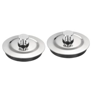 meccanixity 52mm i.d. sink drain cover, 2 pack stainless steel seal plug water stopper with handle for kitchen bathroom bathtub, silver tone black (fit 53-54mm mouth)