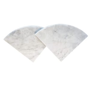 geoona 2 pcs marble shower corner shelf for bathroom, 9'' natural marble corner shelves for bath wall mounted both side polished (2, carrara white)