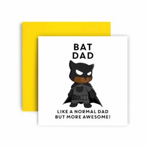 huxters dad birthday cards batdad –happy birthday card - unique illustration - cute dad message – card for men – birthday card for him – blank inside – dad card – 148mm square (bat dad)