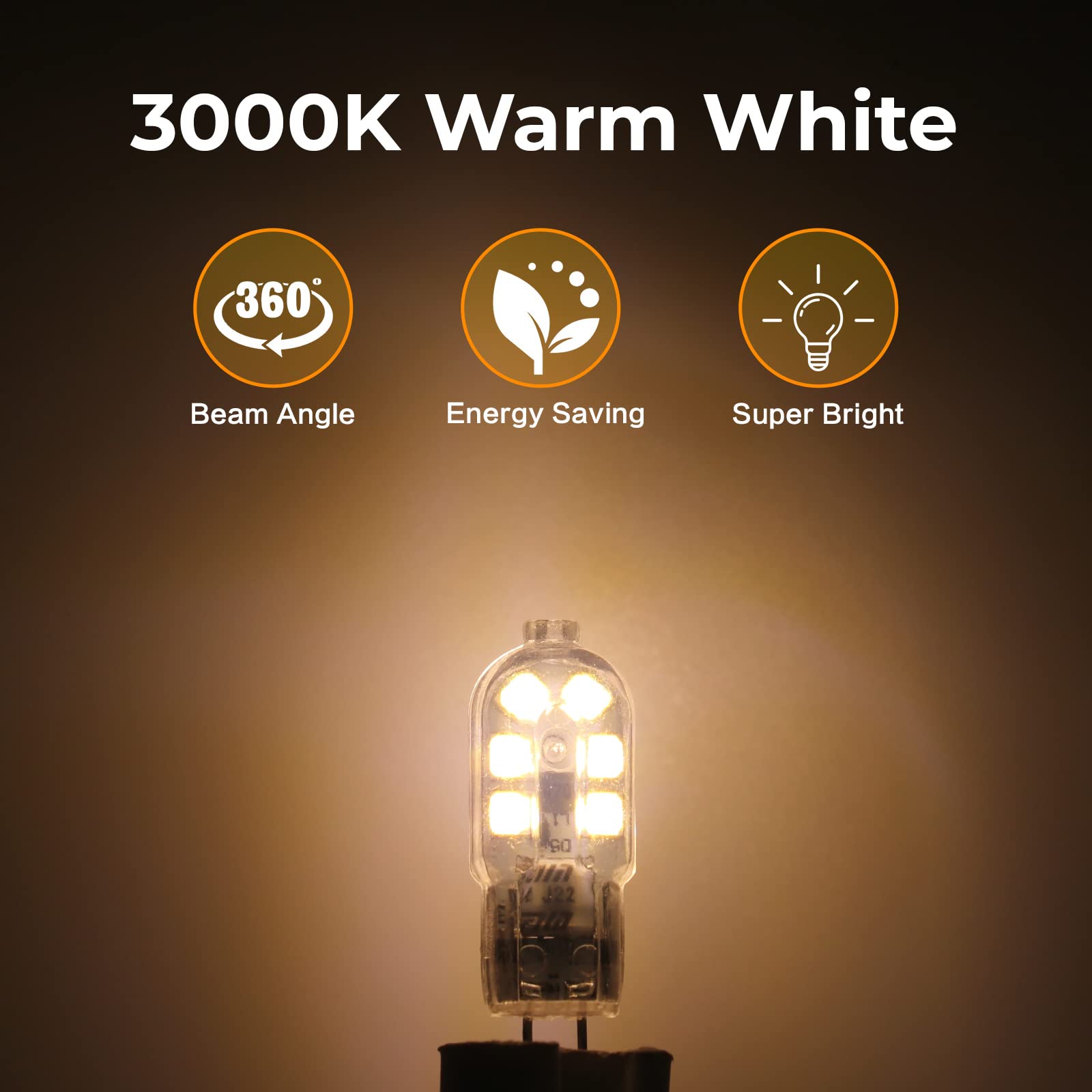 YUIIP G4 LED Bulb, AC/DC 12V JC G4 Bi Pin Bulb, G4 20W Halogen Bulb Replacement, Warm White 3000K Landscape Bulb, Non-Dimmable, 5-Pack