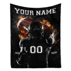 teeman personalized football blanket & throws, custom football senior night gifts 2024 for boys, players, football gifts for boys 8-12, football fleece blanket for football players