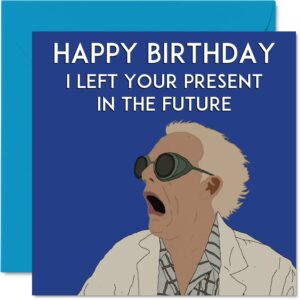 funny birthday cards for women men - great scott - happy birthday card for mom dad papa pops brother sister grandma grandpa uncle step dad, 5.7 x 5.7 inch joke humor rude greeting cards