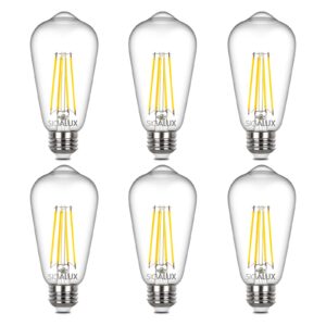 sigalux edison bulbs, e26 led bulb st58 filament clear non-dimmable vintage light bulbs 60w equivalent 700lm daylight white 5000k 15, 000hrs 6 pack