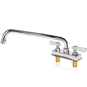 commercial bar sink faucet 4 inch center deck mount bar sink faucet 2 hole brass constructed & chrome polished with 12" swivel spout & dual lever handles