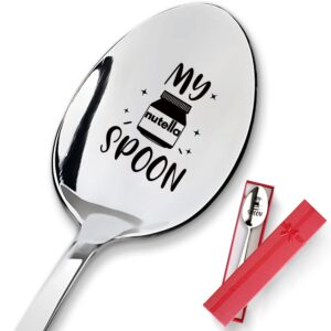 pzjiean my nutella spoon funny engraved stainless steel spoon, best coffee spoon ice cream nutella spoon gifts for women, men, nutella lovers, birthday christmas valentine gifts