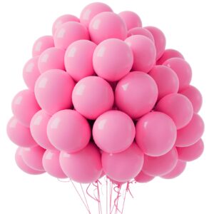 garma pink balloons 12 inch, 100pcs pink latex party balloons for balloons arch as valentine's day, birthday party, wedding, anniversary, baby shower, halloween party decorations (with pink ribbon)