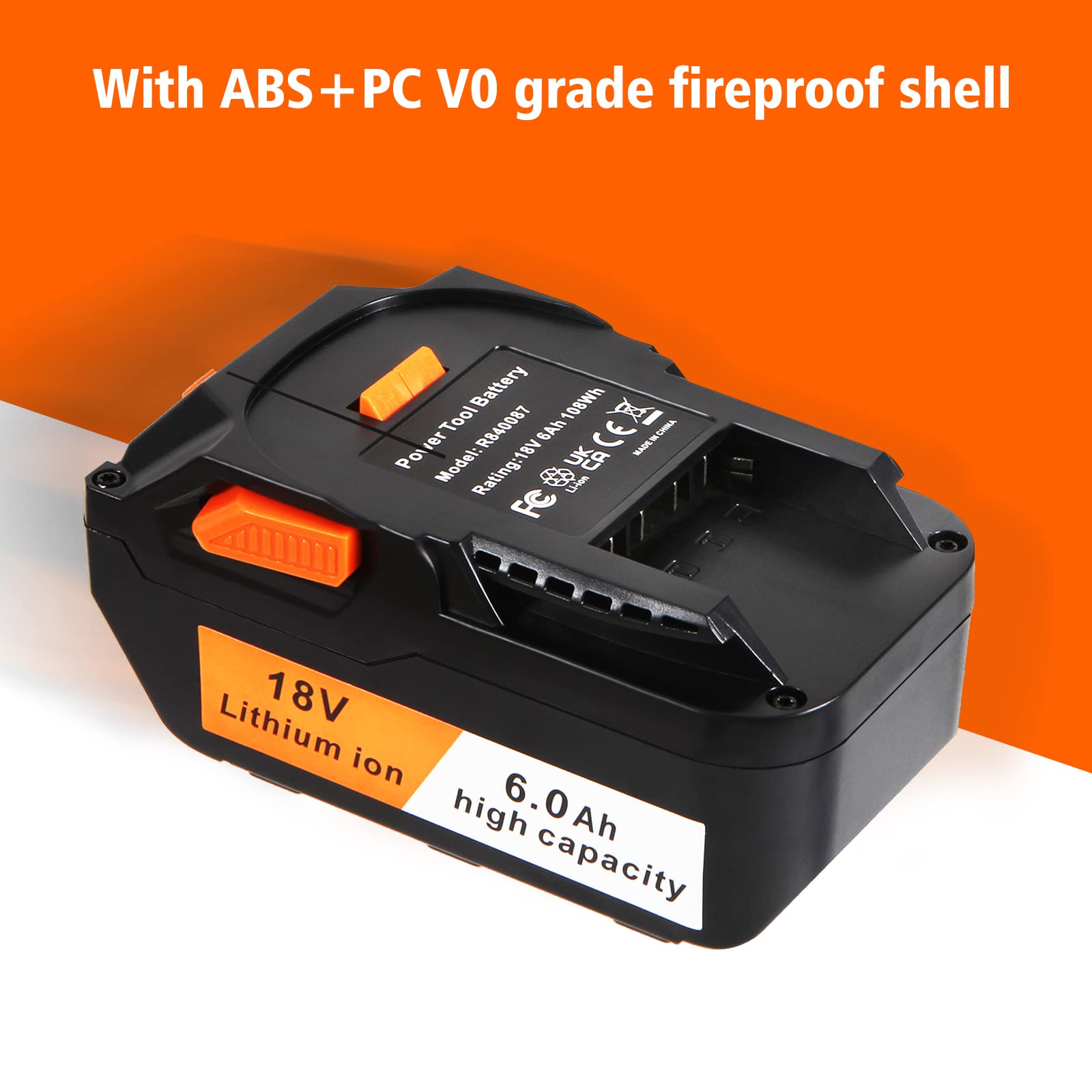 powerost 18V Lithium ion Battery: Replacement for Ridgid R840085 R840087 R840083 R840084 130254003 Octane Drill - Compatible with Ridgid 18 Volt Charger 6Ah 2 Pack