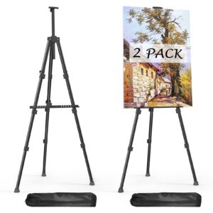 easels for painting canvas, aredy 66" art easel for drawing, portable painting easel stand, metal table top easel (2 pack)