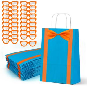 kalefo 16pcs orange blue diy english teacher party favors bags with 20pcs glasses goodies treat gift bag for kids birthday baby shower fire truck fireman party supplies decorations