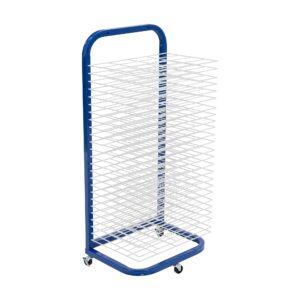 pearington 25-shelf mobile/wall mountable art drying rack for art studios & classrooms, 13" d x 17.5" w x 39.4" h, blue/white