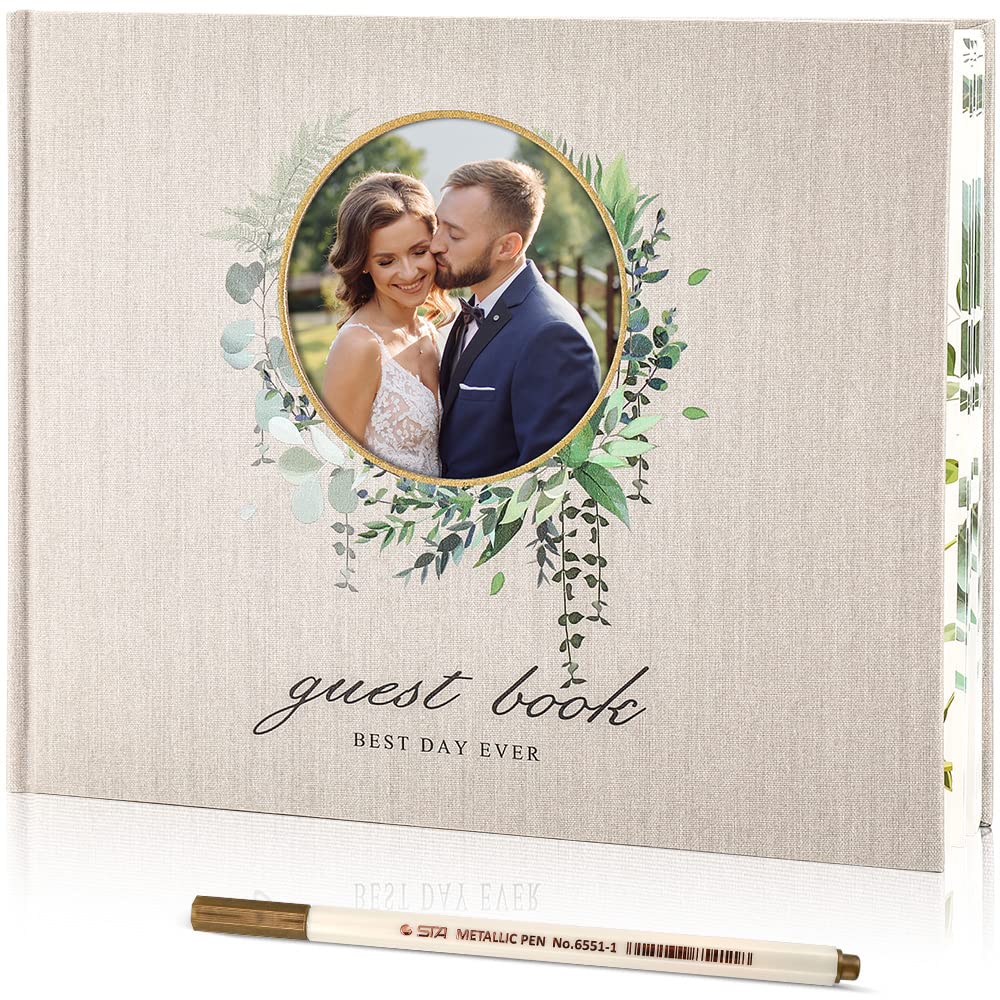 Wedding Guest Book，Guest Book Weddings Reception，Polaroid Guest Book for Wedding 100 Pages Paper Hardcover 8" x 10" for Wedding Gift with Pen, Photo Corner