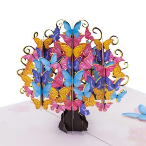 jinruikj butterfly tree 3d pop up card - handmade 3d greeting cards with envelope, 5.9" x 7.9" cover - funny birthday card for mothers day, valentines day, all occasion