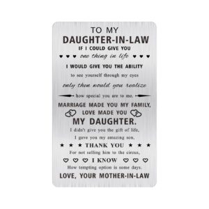 alotozo daughter in law gifts - engraved wallet card to my daughter in law - christmas birthday card for daughter-in-law