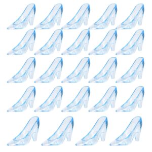 zyflsq 24 pieces mini plastic cinderella slippers 3.5 inch glass heels princess for wedding birthday party table favors decoration (blue)