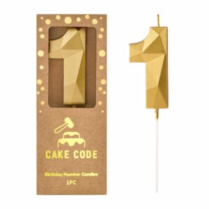 cake code 2.76 inch crystal gold 1 number birthday candles, gold number candles, cake number candles, party celebration