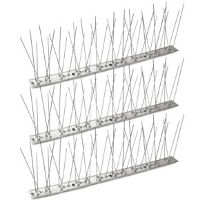 c crystal lemon bird spikes – stainless steel strips for bird deterring – heavy-duty bird spikes for outside – designed for pigeons, small birds, crows, woodpeckers, squirrels – 3 bases (3.25ft)