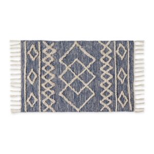 dii textured woven rug collection hand-loomed shag printed, 2x3 ft, scandinavian french blue