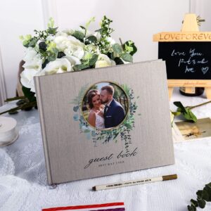 Wedding Guest Book，Guest Book Weddings Reception，Polaroid Guest Book for Wedding 100 Pages Paper Hardcover 8" x 10" for Wedding Gift with Pen, Photo Corner