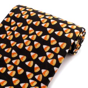 halloween candy corn printed liverpool bullet fabric textured knit 4 way stretch - 6" strip