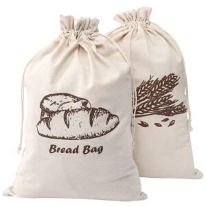 augshy bread bag, 2 pieces linen bread bags for homemade bread container, 17.5 ×11.5 inches unbleached & reusable bread storage, natural large storage for artisan bread