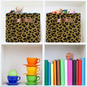 ALAZA Golden Leopard Print Cheetah Foldable Storage Box Storage Basket Organizer Bins with Handles for Shelf Closet Living Room Bedroom Home Office 1 Pack