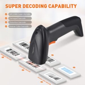 JRHC Barcode Scanner,1D Handheld USB Wired CCD Barcode Reader Supports Screen Scan UPC Bar Code Reader for Warehouse, Library, Supermarket