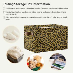 ALAZA Golden Leopard Print Cheetah Foldable Storage Box Storage Basket Organizer Bins with Handles for Shelf Closet Living Room Bedroom Home Office 1 Pack