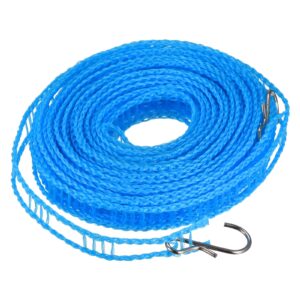 uxcell portable clothesline, 32.8ft nylon windproof non-slip washing line rope for courtyard outdoor travel camping laundry drying, blue