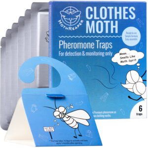 clothing moth traps with pheromones 6-pack - clothes moth trap with lure for closets & wardrobes, carpet and fabric moth, wool moths traps indoor moth treatment & prevention