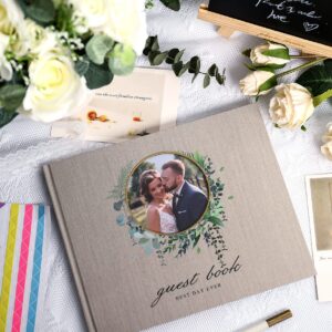 Wedding Guest Book，Guest Book Weddings Reception，Polaroid Guest Book for Wedding 100 Pages Paper Hardcover 8" x 10" for Wedding Gift with Pen, Photo Corner