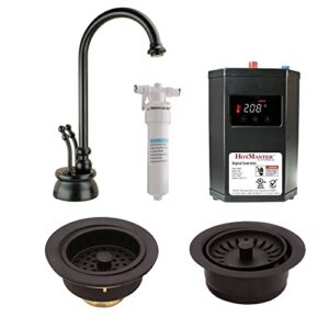 westbrass c0145-12 docalorah 10" 2-handle hot and cold water dispenser faucet kit with heating tank, filter, kitchen sink strainer & disposal trim set, oil rubbed bronze