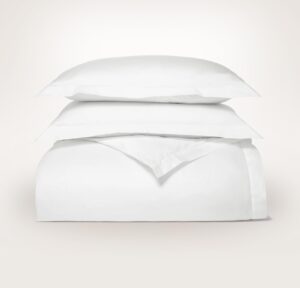 boll & branch signature hemmed duvet set - king/cal king, white - luxury 100% organic cotton - 1 duvet cover, 2 shams - buttery soft, hidden closures