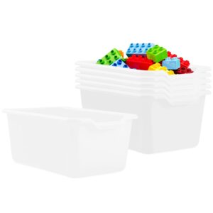 nsmykhg storage bins,6 pack small multi-purpose plastic storage bins, stackable cubby bin storage bins storage cubbies plastic storage containers for classroom book bin toy organizers (white)