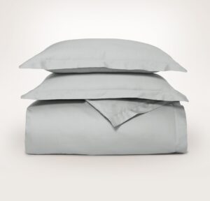 boll & branch percale hemmed duvet set - king/cal king, mineral - luxury 100% organic cotton - 1 duvet cover, 2 shams - crisp, naturally cooling weave