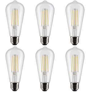 satco s21364/06 8-watt led e26 light bulbs, 3000k, 15000 hour rating, dimmable, 6 led light bulbs