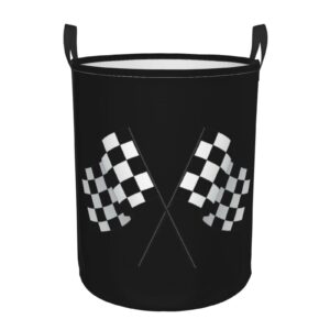 checkered flags race car flag laundry basket laundry basket with handle waterproof round oxford cloth laundry basket storage basket