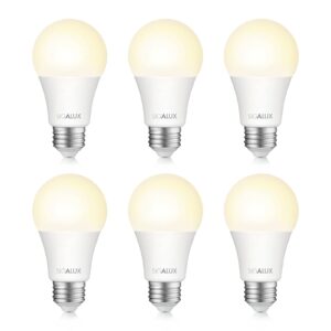 sigalux led light bulbs 100 watt equivalent standard warm light bulbs 2700k soft white, non-dimmable a19 nature energy saving 13w e26 medium base bulb, high brightness 1500 lumens, ul listed, 6 packs