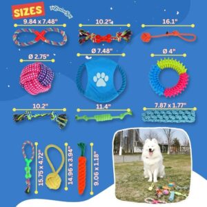 Dog Toys for Aggressive Chewers Keep Your Pet Busy Indestructible Tough Dog Toys with 12 Pieces Interactive Dog Rope Toys for Playing Teething Chew Toys for Boredom