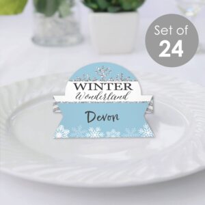 Big Dot of Happiness Winter Wonderland - Snowflake Holiday Party and Winter Wedding Tent Buffet Card - Table Setting Name Place Cards - Set of 24